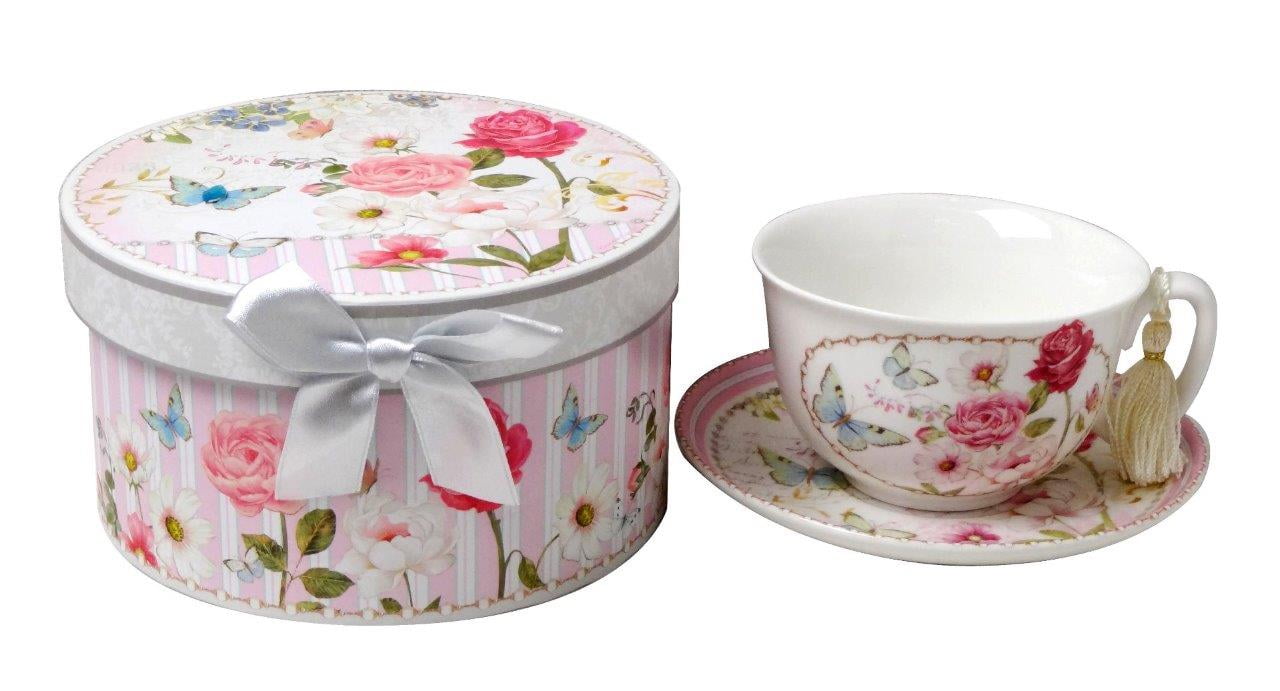 Elegantoss High Quality Bone China Cup and Saucer Set in a Reusable ...