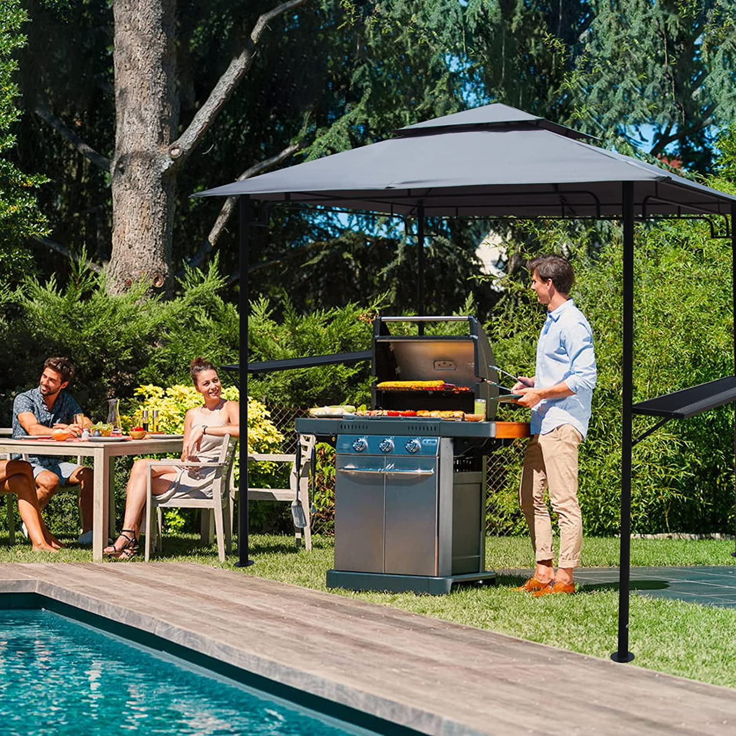 Buy Grill Gazebo 8 x 5 Double Tiered Outdoor BBQ Grill Patio Canopy ...