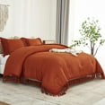 Comforter King Size Set Burnt Orange, 3 Pieces Boho Terracotta Tassel ...