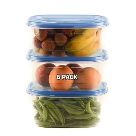 6 PAcK] 76oz Rectangular Plastic Reusable Storage containers with Snap ...