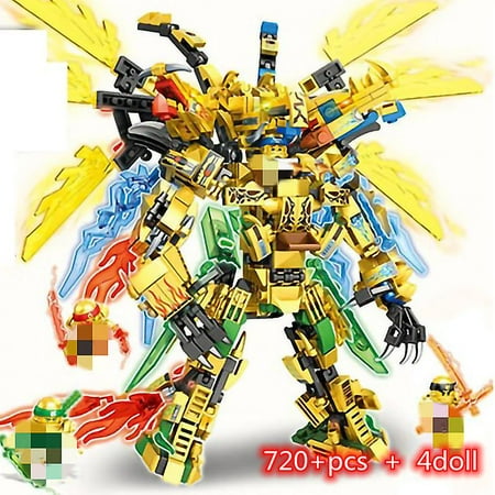 4 Types In 1 Ninja Dragon Assembly Warrior Robot Model Figures Building ...