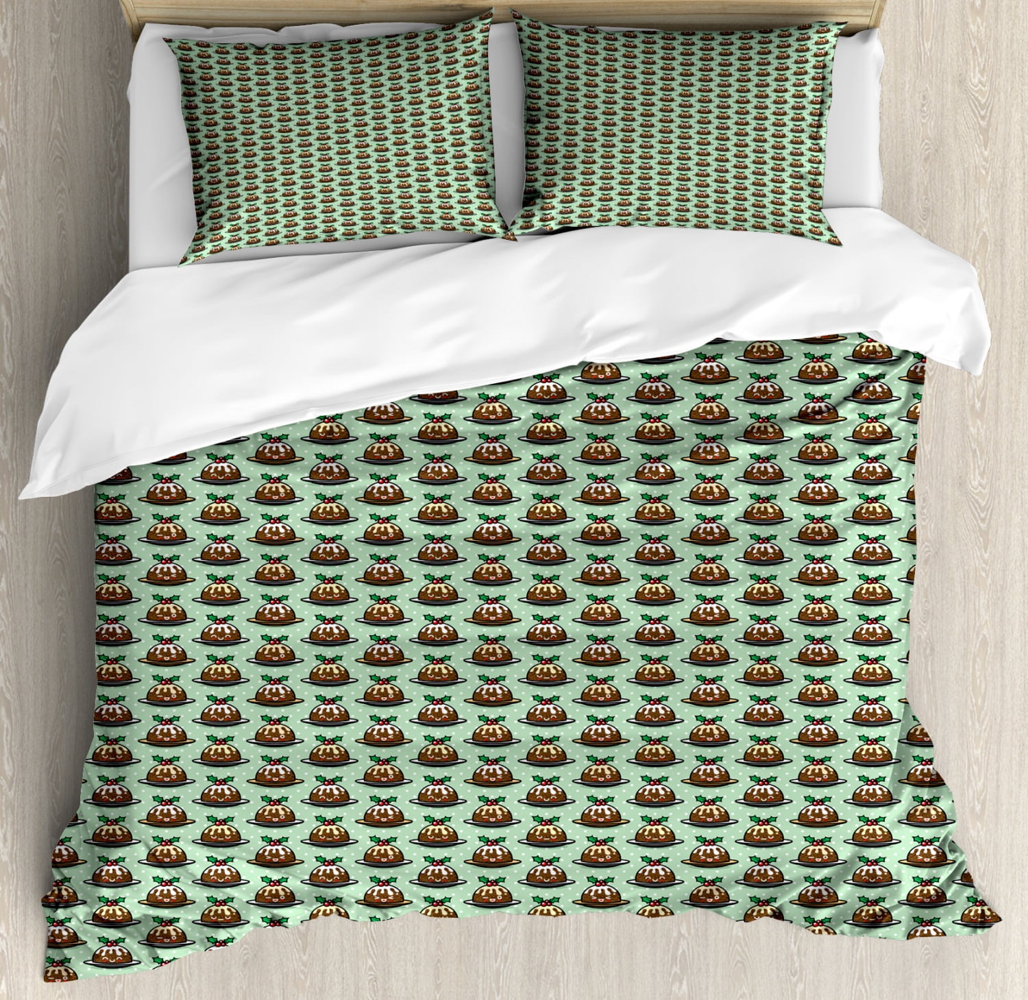 Smile Duvet Cover Set King Size, Christmas Pudding Characters with ...