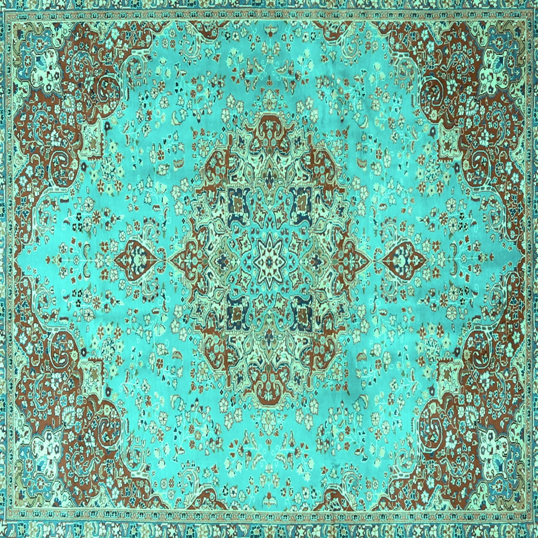 Ahgly Company Machine Washable Indoor Square Persian Turquoise Blue ...