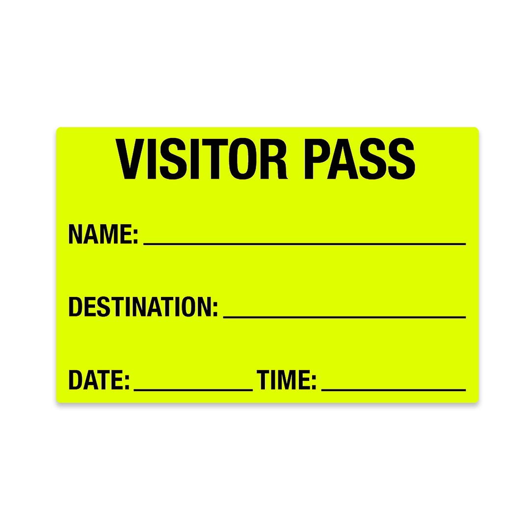 Chartreuse Visitor Pass / 500 Fluorescent Yellow ID Labels / Safety ...