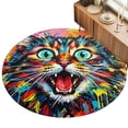 Color Cat Washable Round Area Rug 6 ft, Graffiti Animal Modern Art Pink ...