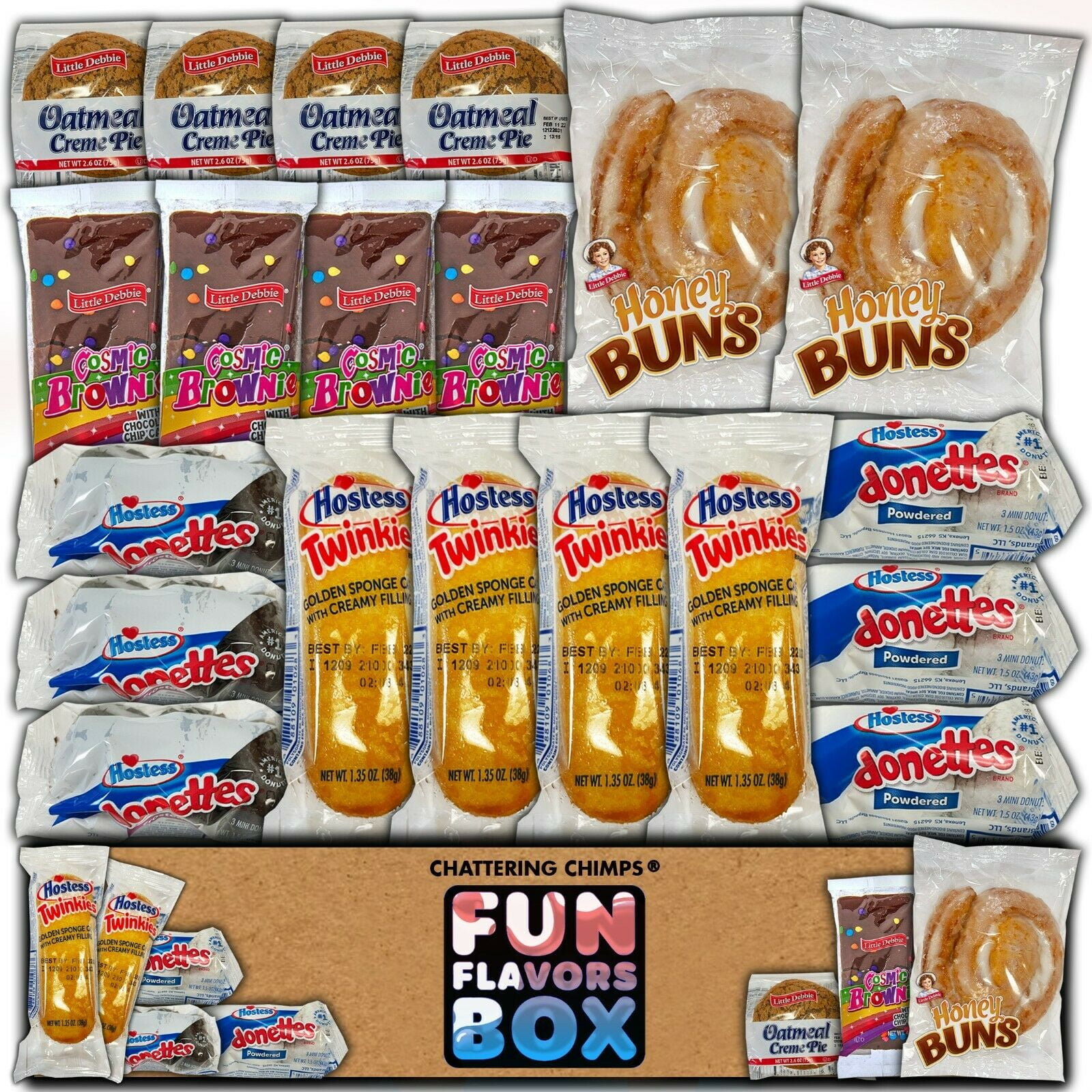 Fun Flavors Box Baked Pastry Dessert Snack Care Package - 20 Snacks ...