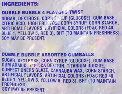 Double Bubble Ingredients