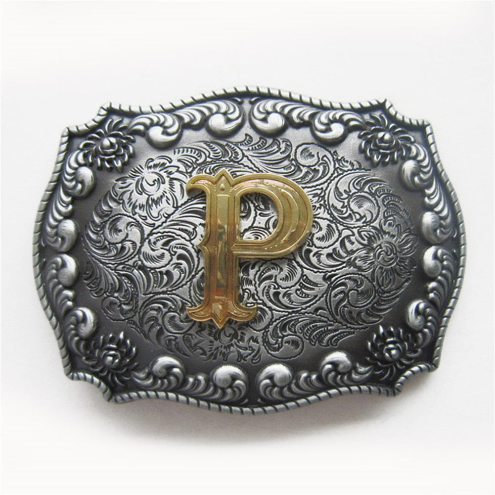 Vintage Style Initial Letter P Cowboy Cowgirl Western Belt Buckle ...