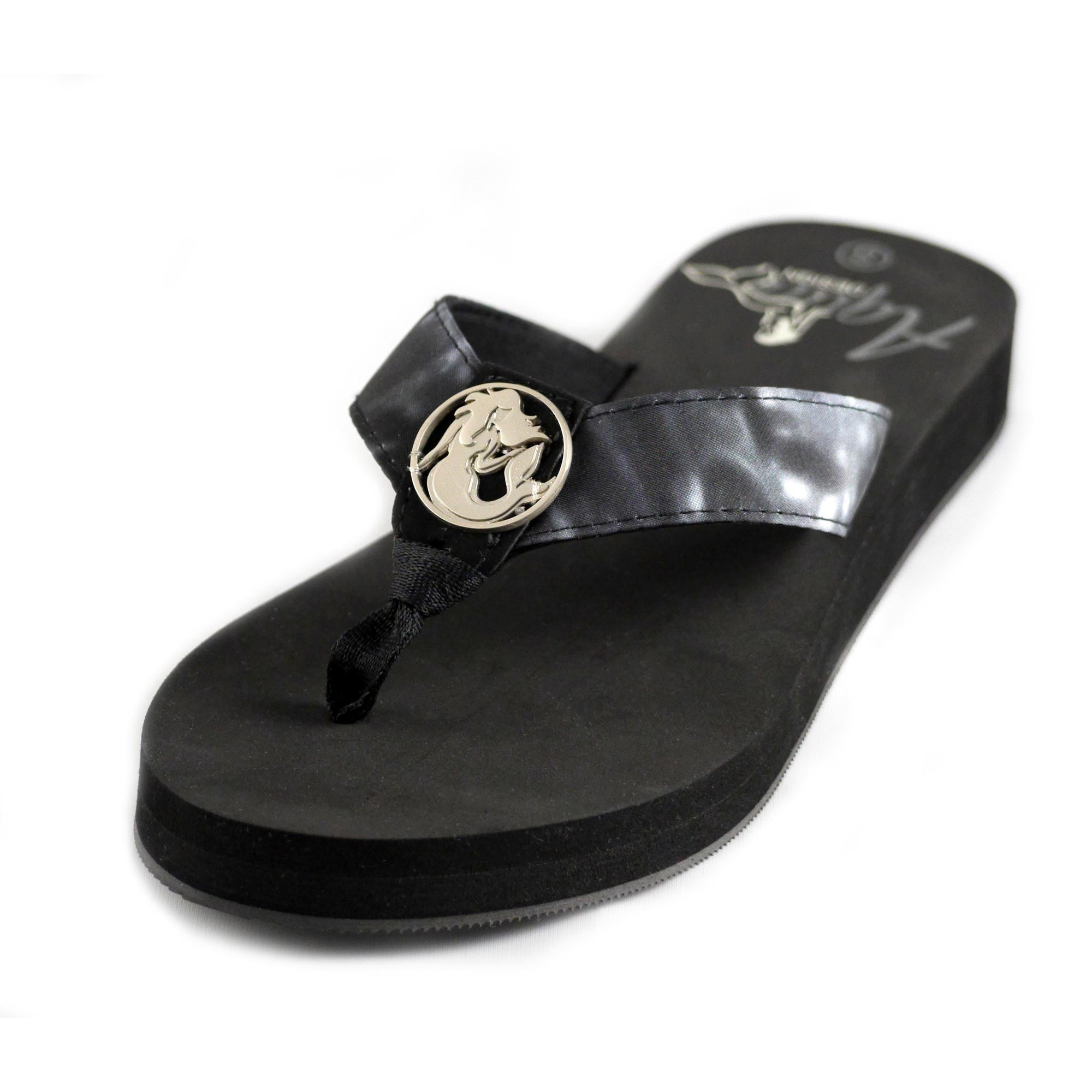 Aqua Design Women's Marina Flip Flop Sandal: Black Water/Black size 6 ...