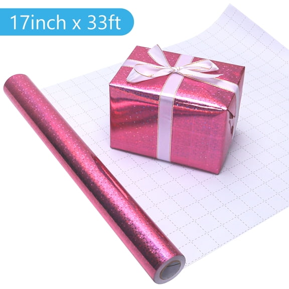 Tripumer Pink Metallic Holographic Star Gift Wrap Paper Shiny Star ...
