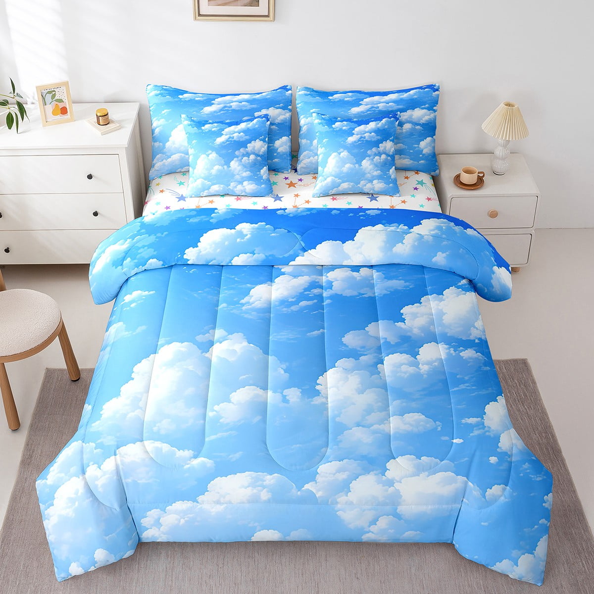 Click here for Erosebridal Blue Sky 01 white Clouds Bed In A Bag... prices