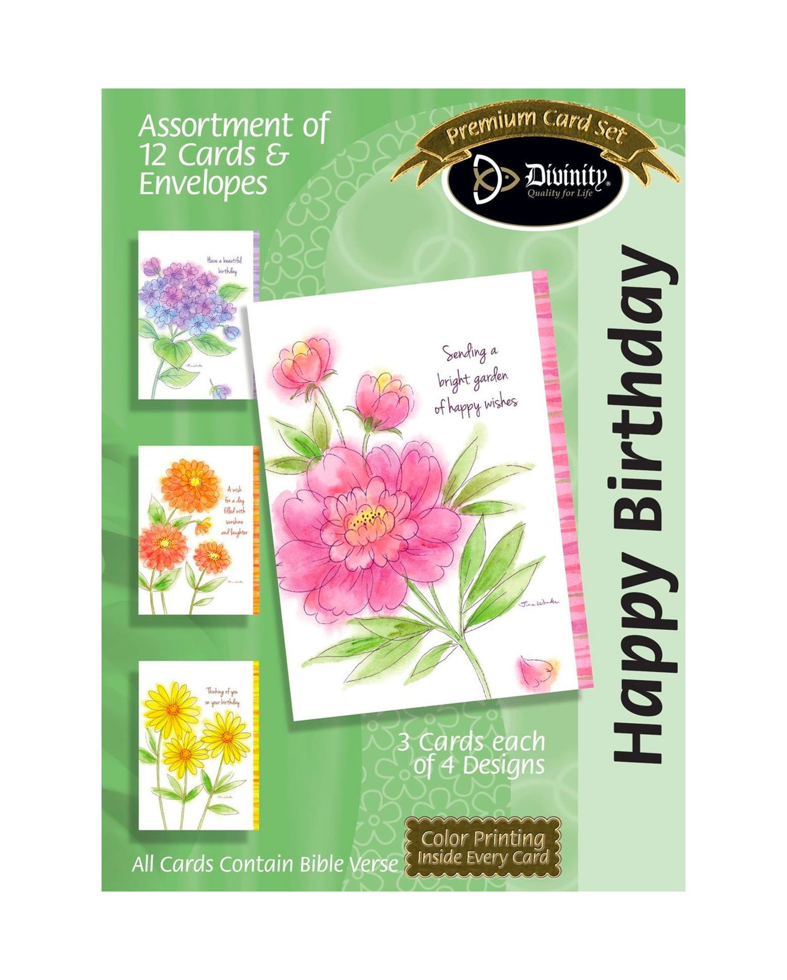 Boxed Birthday Cards - Happy Wishes - Set of 12 - Walmart.com