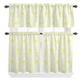 Abstract Yellow Elephants Palm-trees Curtain Tier and Valance Set 3 ...