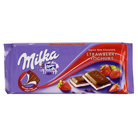 Milka Milk Chocolate Filled with Strawberry and Yogurt, 100g - Walmart.com