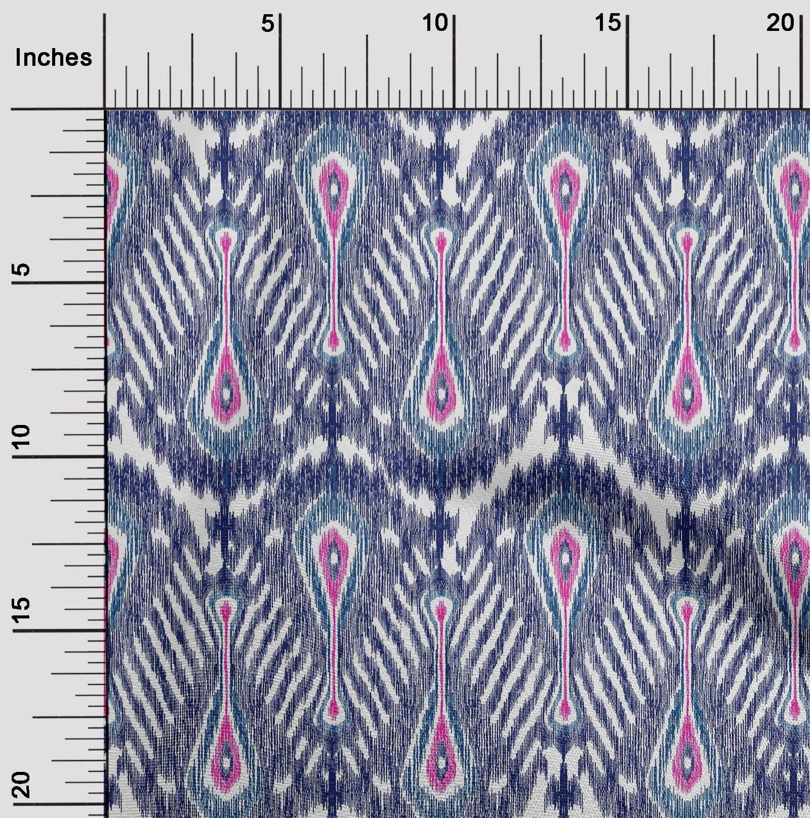 oneOone Silk Tabby Fabric Big Motif Ikat Print Fabric By Yard 42 Inch ...