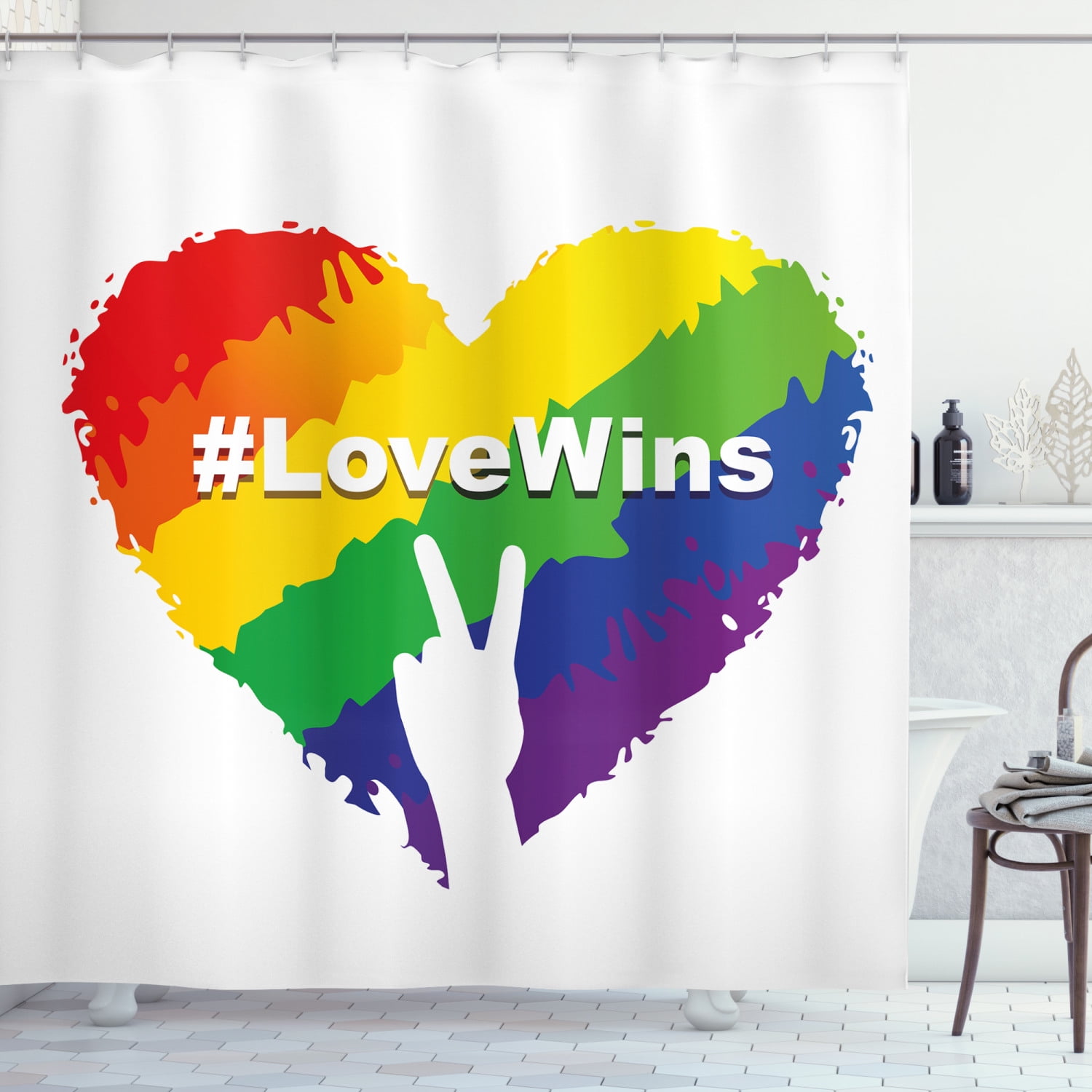 Pride Shower Curtain Artful Illustration Of Colorful Heart Symbol Lgbt