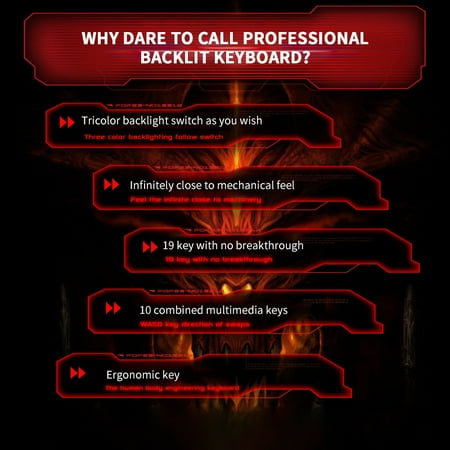 Gaming Keyboard LED 3-Color USB Wired Colorful Keyboard LED 3-Color ...