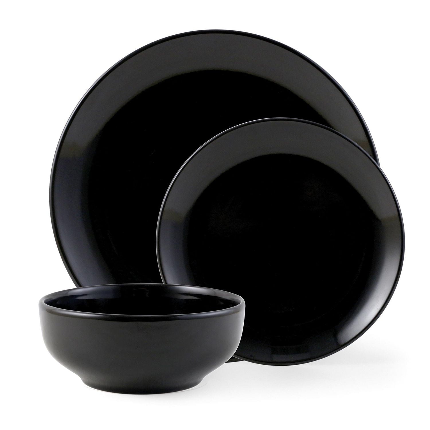 Mainstays Glazed Black Stoneware Dinnerware Set, 12-Pieces - Walmart.ca