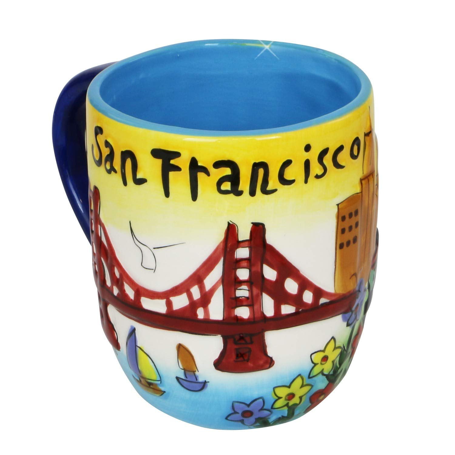 Smith Novelty Company San Francisco Coffee Mug Hand Painted Yellow Puff ...