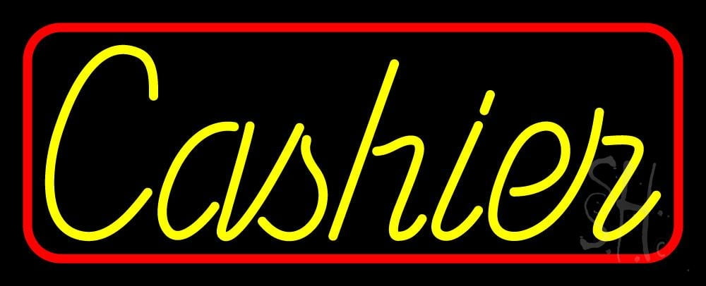 Cursive Red Cashier LED Neon Sign 13 x 32 - inches, Clear Edge Cut ...
