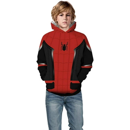 Kid 3D Spiderman Miles Morales Print Pullover Hoodies Superhero Costume ...