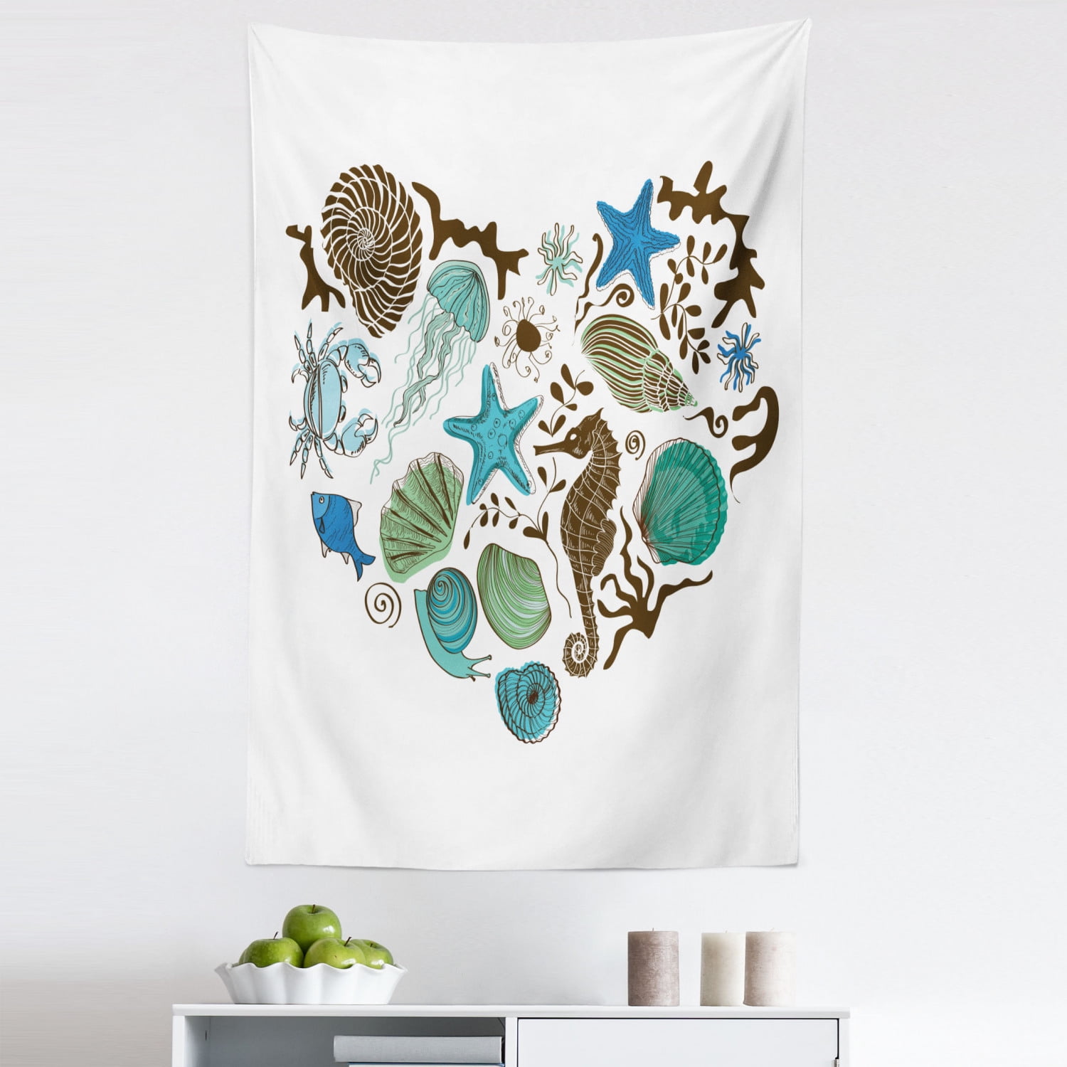 Nautical Tapestry, Heart Created with Underwater Creatures Aquatic ...