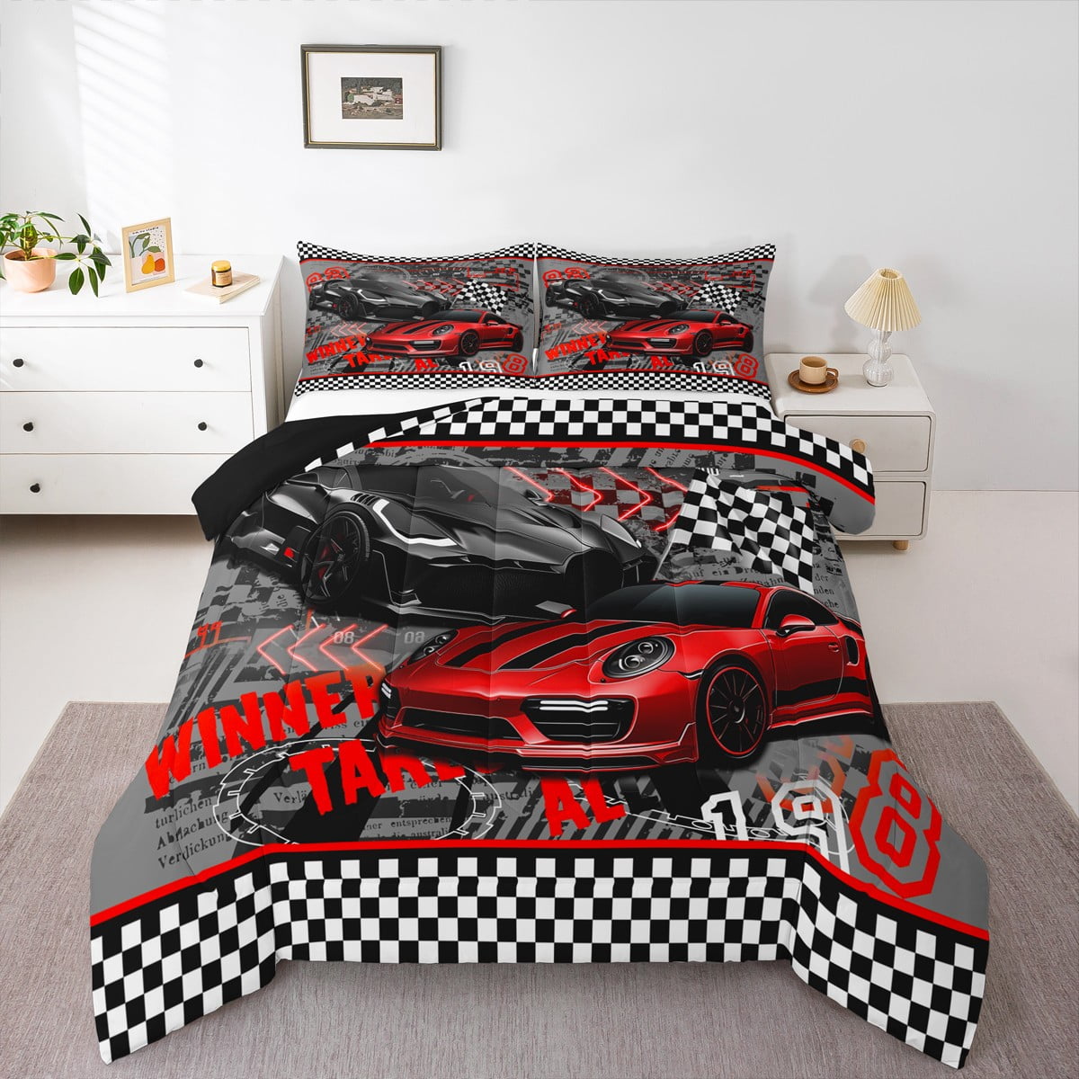 Click here for Erosebridal Red Automobile Bedding Twin Comforter... prices