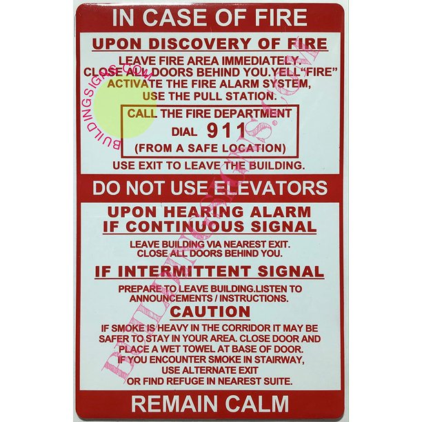 Door fire Notice Sign/Hotel fire Door Sign, Dorms fire Door Sign (White ...