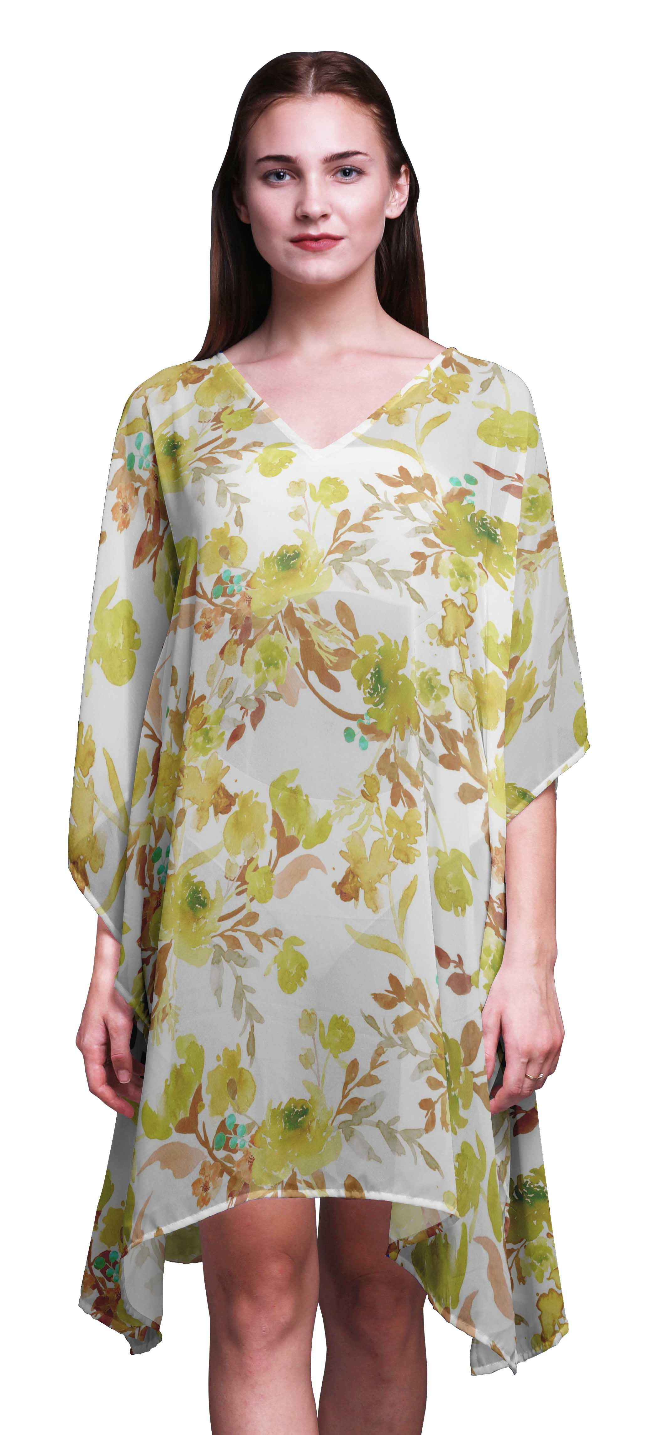 Bimba Watercolor Short Caftan Midi Dress Beach Swimwear Cover up ...