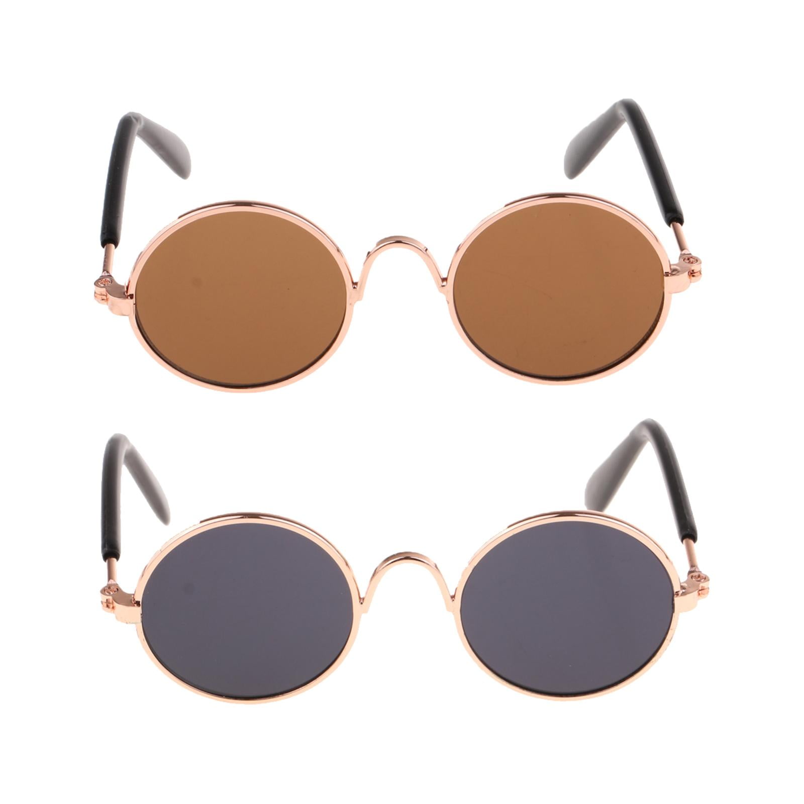2x 16 Bjd Doll Glasses Cute Round Metal Wire Rim Eyeglasses Mini Sunglasses For 12 Inch Dolls