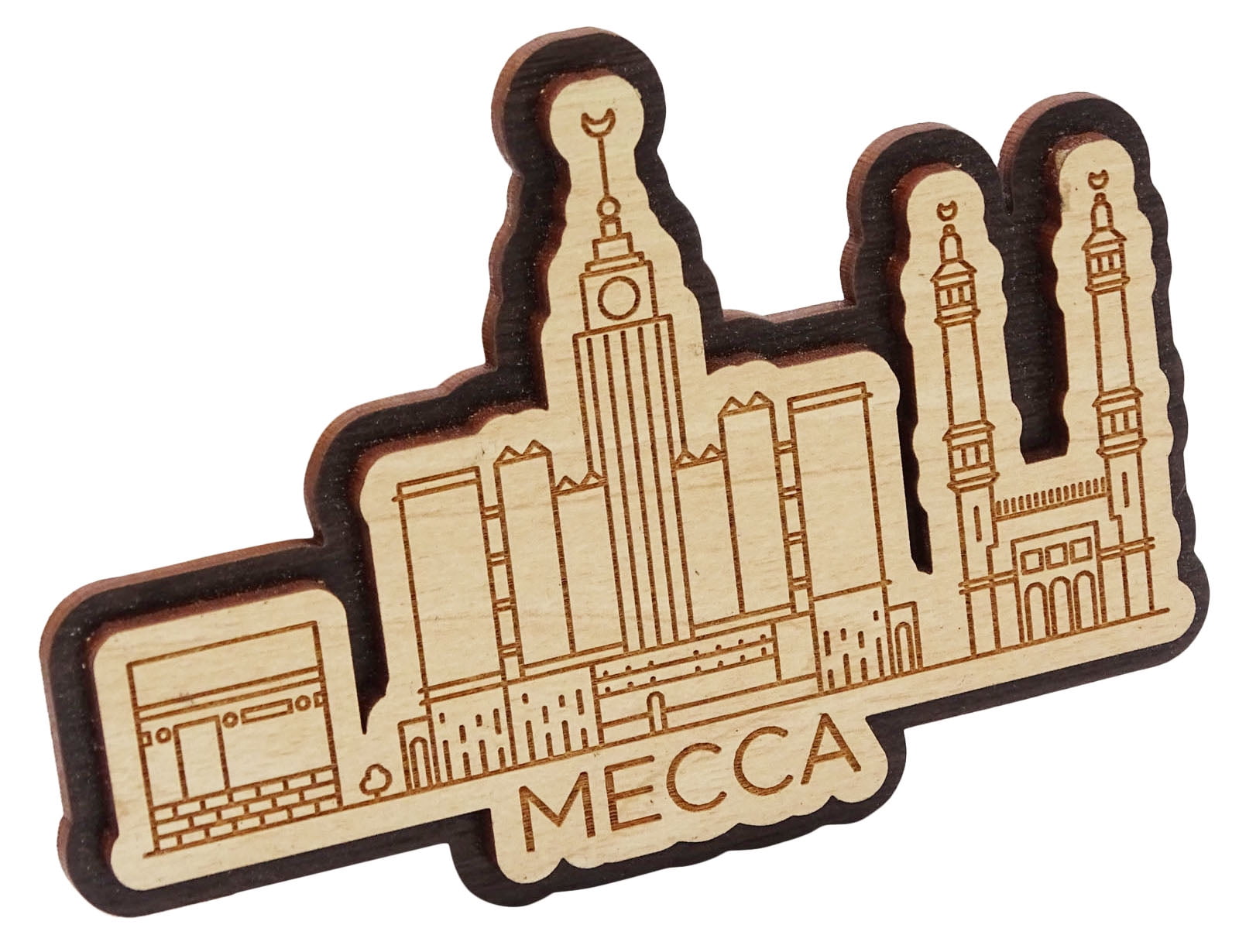 Printtoo Engraved Wooden Decorative Mecca Saudi Arabia Monuments ...