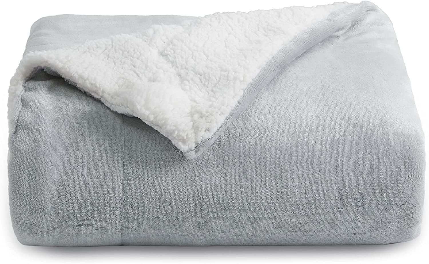 Bedsure Sherpa Fleece Blanket Twin Size Light Grey Thick And Warm