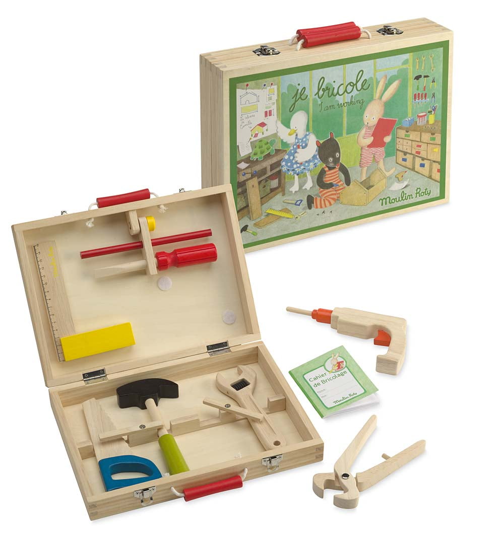 Wooden Carpenter's Handy Tool Kit with Carrying Case - Walmart.com