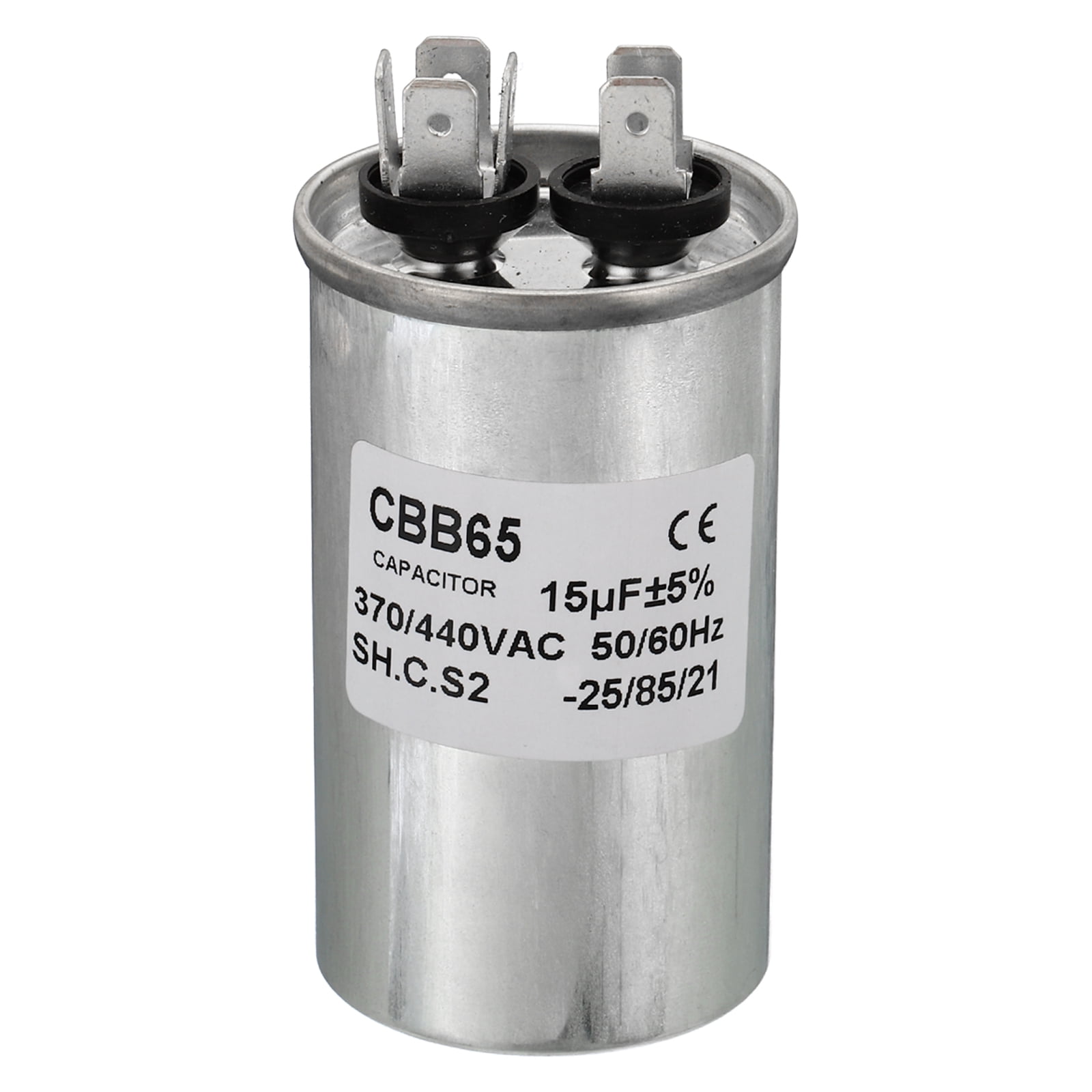 Capacitor de arranque Uxcell CBB65 15uF, 15mfd 1Pcs CA 370/440V con caja de aluminio y 2 ...