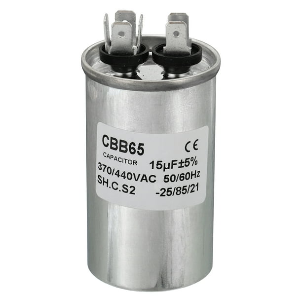 Uxcell CBB65 15uF Run Capacitor,15mfd 1Pcs AC 370/440V Aluminum Case ...