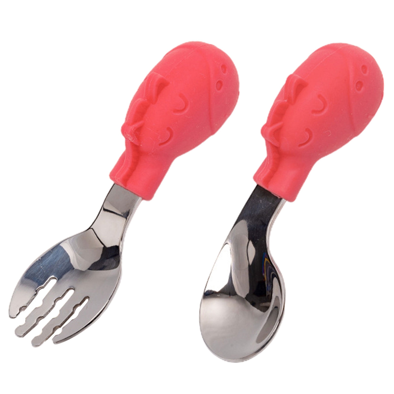 Hloma 1 Set Baby Training Spoon Cartoon Curved Passivated Head ...