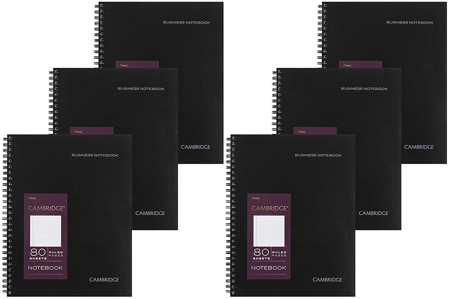 Cambridge Limited Notebook, 6 Pack Black Spiral, Legal Ruled Office ...