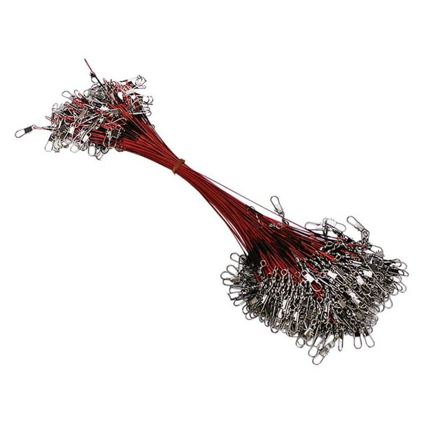 mmirethe 100 Anti Bite Steel Wire Fishing Lines Leaders with Swivels ...