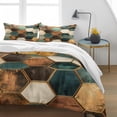 4 Piece Duvet Cover Set Twin, Vintage Geometric Pattern Soft Breathable ...