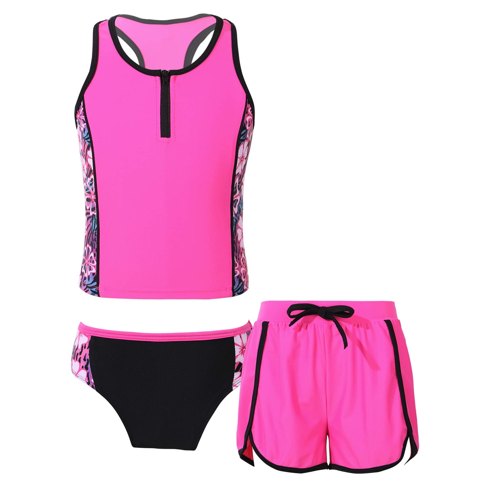 Alvivi Kids Girls 3 Piece Tankini Swimsuit Crop Top Bottom Shorts ...