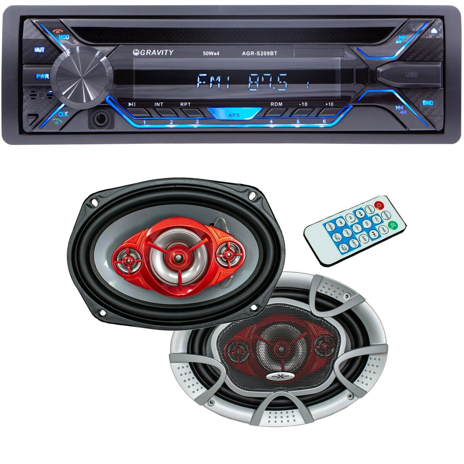 Gravity Car Audio CD Player w/ Bluetooth AM FM SD + 2x Soundxtreme 6x9 ...
