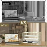 INTIGE 3-Tier Paper Tray Storage Rack, Metal Mesh Storage Box, Desktop ...