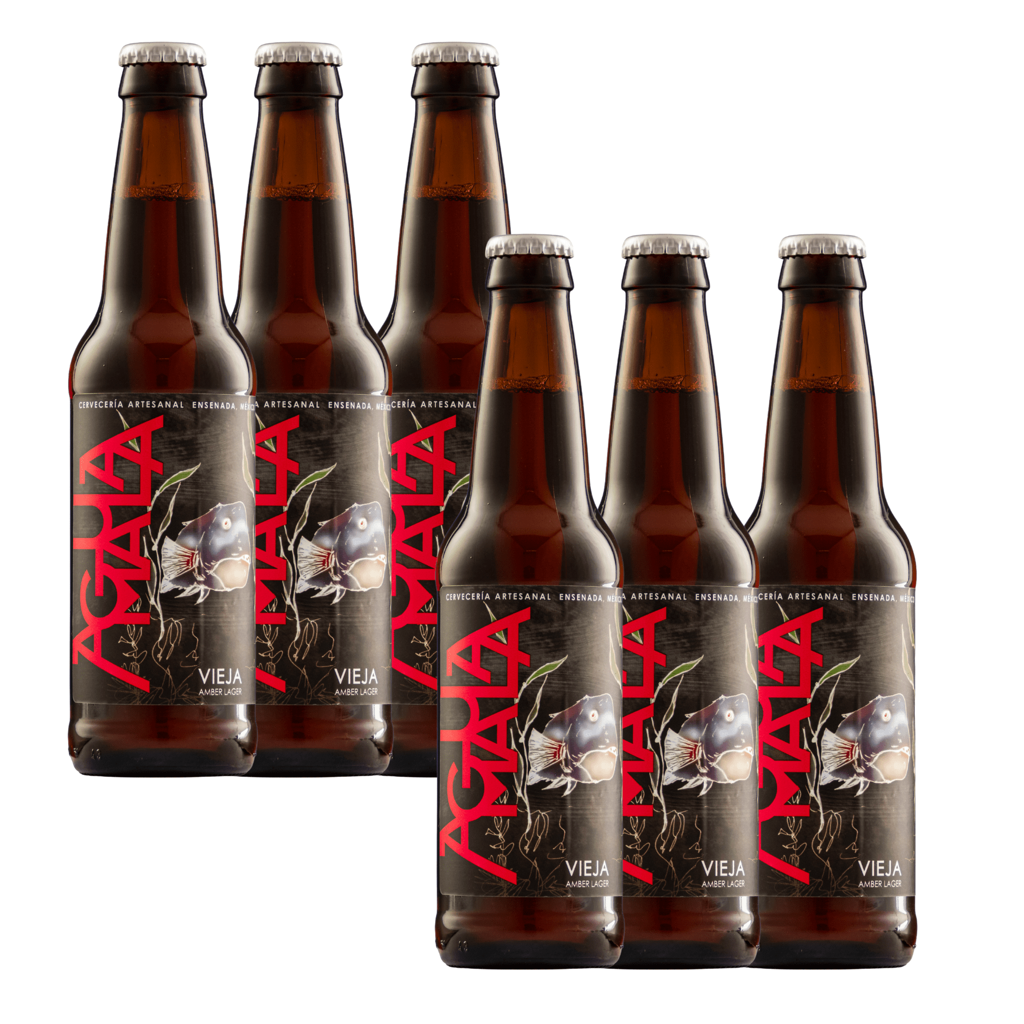 Six Pack Cerveza Agua Mala Vieja Amber Lager 355 Ml Agua Mala Amber ...