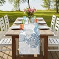 Light Blue Coastal Burlap Cotton Table Runner 13x70 Inches Long, Grey ...