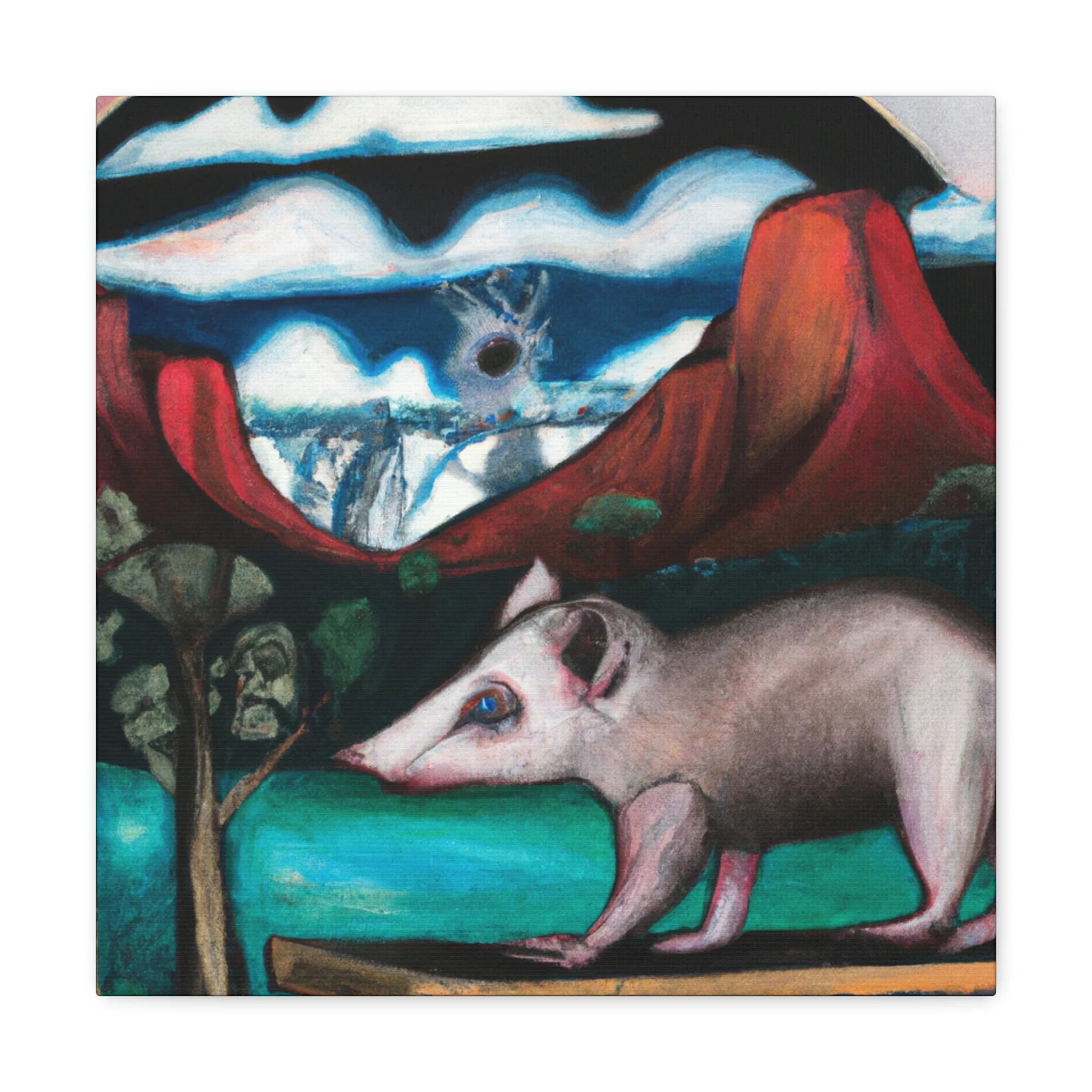 Opossum Folk Art Portrait - Canvas - Walmart.com