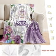Happy Birthday Fleece Throw Blanket Watercolor Purple Floral Butterfly ...