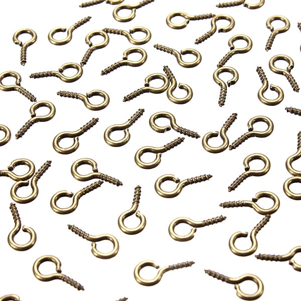 100Pcs Tiny Screw Eye Pins Eyelets Threaded Peg Tail 8x3.5mm for ...