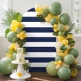 Blue White Stripes Arch Backdrop Cover 7.2 FT Sea Blue Striped Modern ...