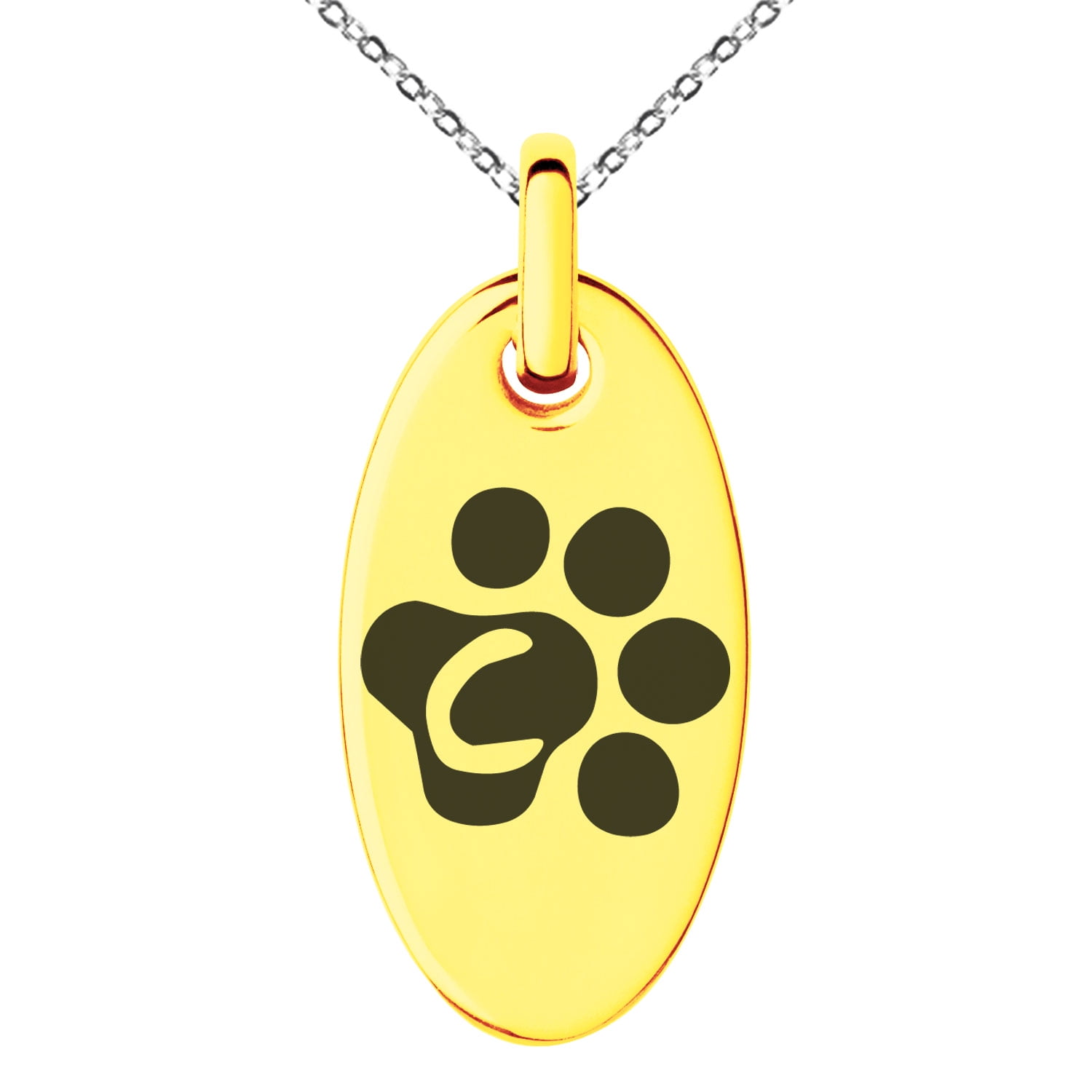 Stainless Steel Letter C Initial Cat Dog Paws Monogram Engraved Small ...