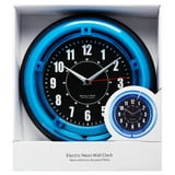 "Sterling and Noble 11"" Cool Blue Neon Lighted Battery Operated Analog ...